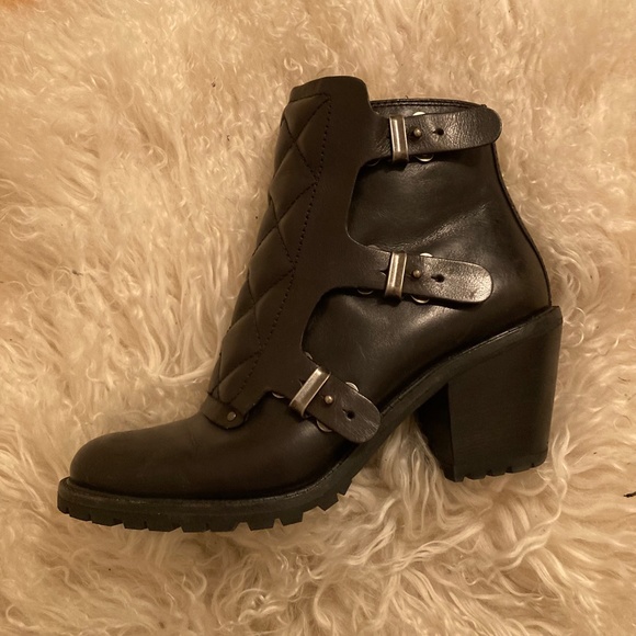 Marc Jacobs | Shoes | Marc Jacobs Quilted Black Leather Biker Boot Size ...